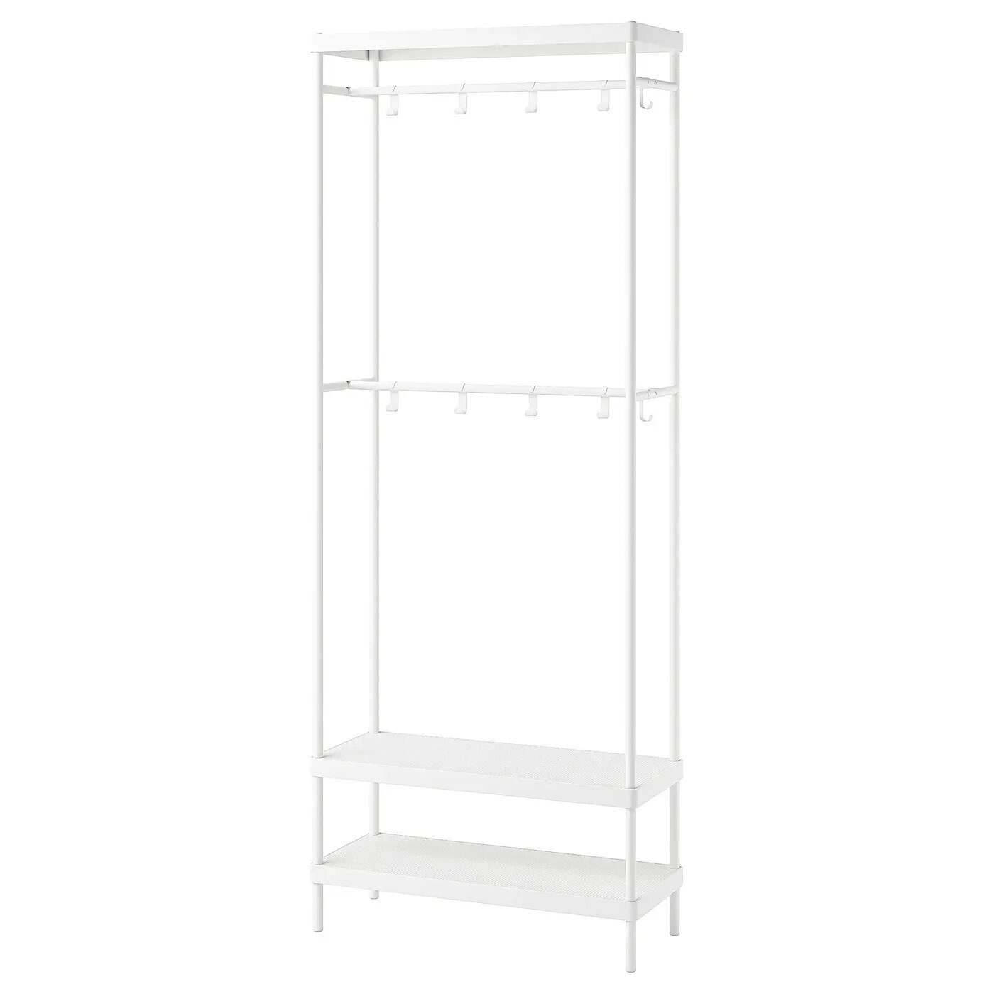 Вешалка для одежды с ящиком для обуви MACKAPÄR, белый, 78x32x200 см
