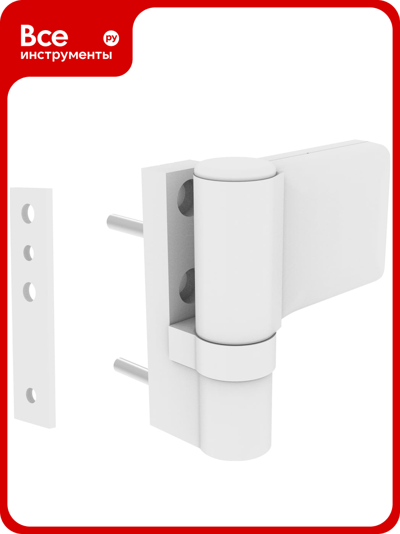 Петля для ПВХ дверей DORF до 100 кг. Белая RAL 9016 для узкого профиля DORF_DHS_100_9016(500al)