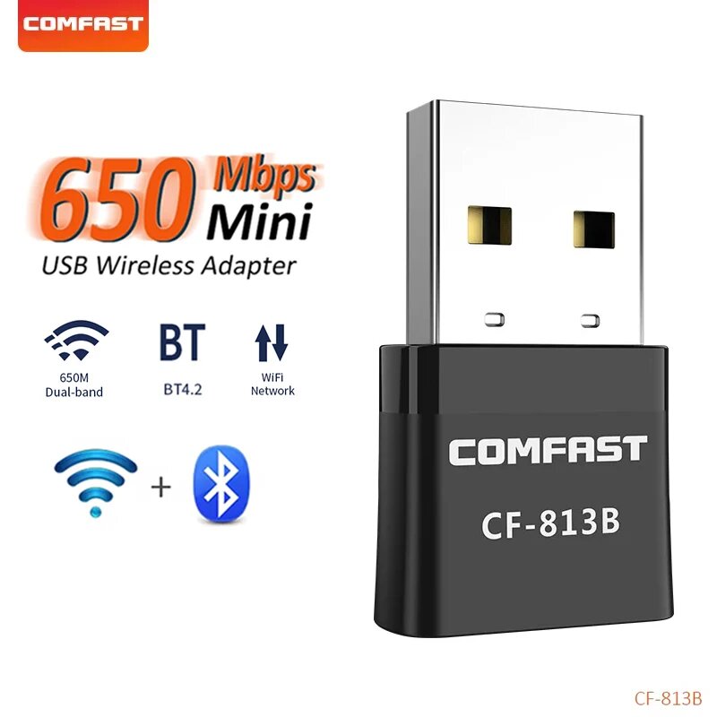 COMFAST 650 Мбит/с мини беспроводной Wi-Fi адаптер BT4.2 USB 2,4G/5,8G Bluetooth + Wi-Fi сетевая карта RTL8821CU Wifi антенна для ПК