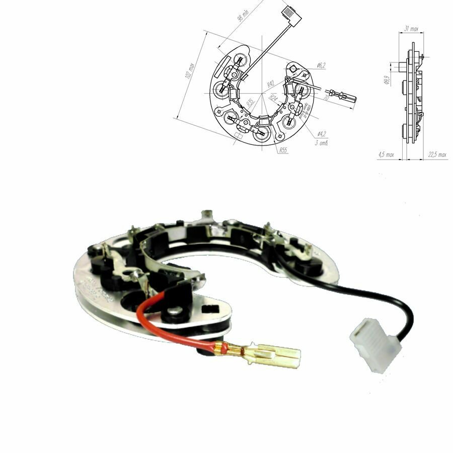 Диодный мост генератора КЗАТЭ 55А на ВАЗ 2108, 2109 карбюратор
