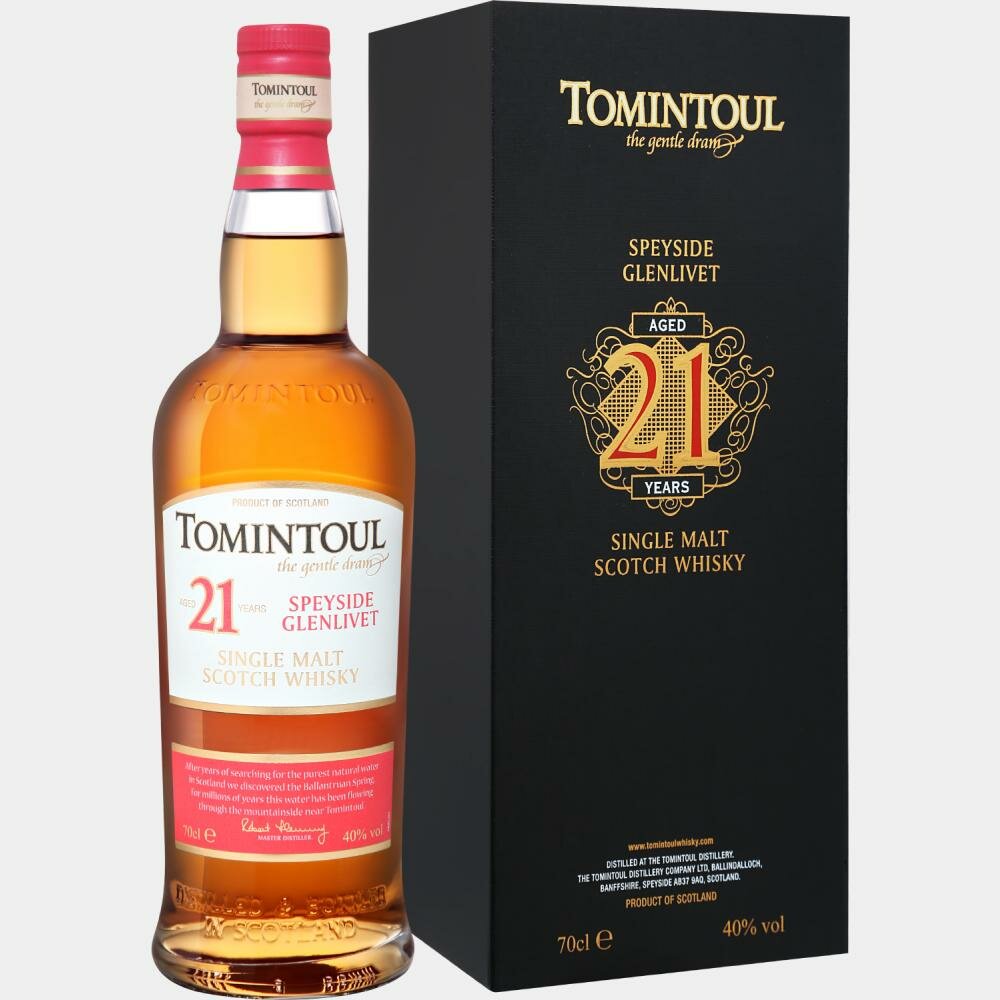 Tomintoul Speyside Glenlivet Single Malt Scotch Whisky 21 YO (gift box)