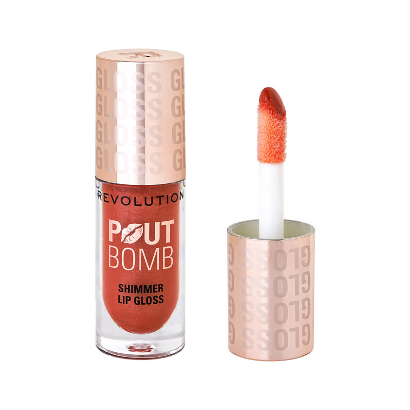 Блеск для губ REVOLUTION POUT BOMB мерцающий с эффектом объема тон Nude glow