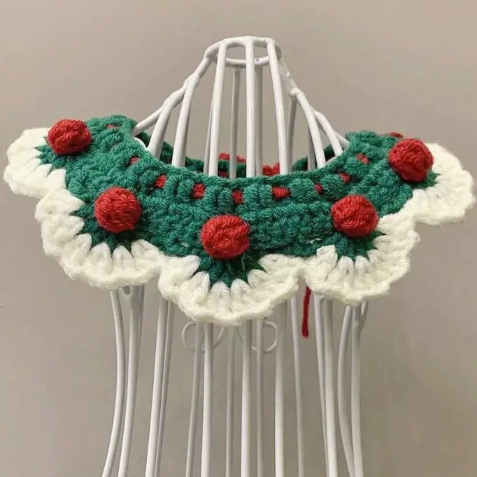 Коллар из вязаной пряжи с рождественским дизайном для кошек и собак, мягкий, размер M