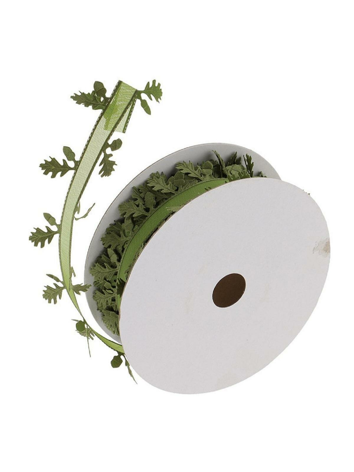 Ленточка для упаковки «Листья», 40 мм × 20 м, Зеленый