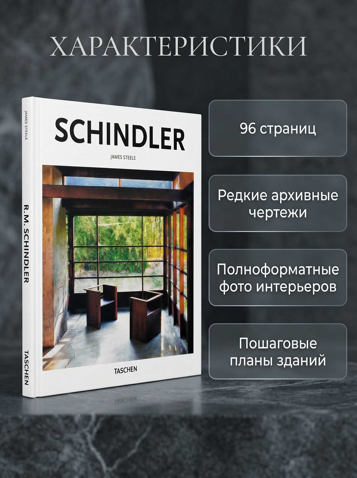 Книга TASCHEN Schindler (Рудольф Шиндлер), Basic Art Series, на английском языке, твердый переплет — фото 1
