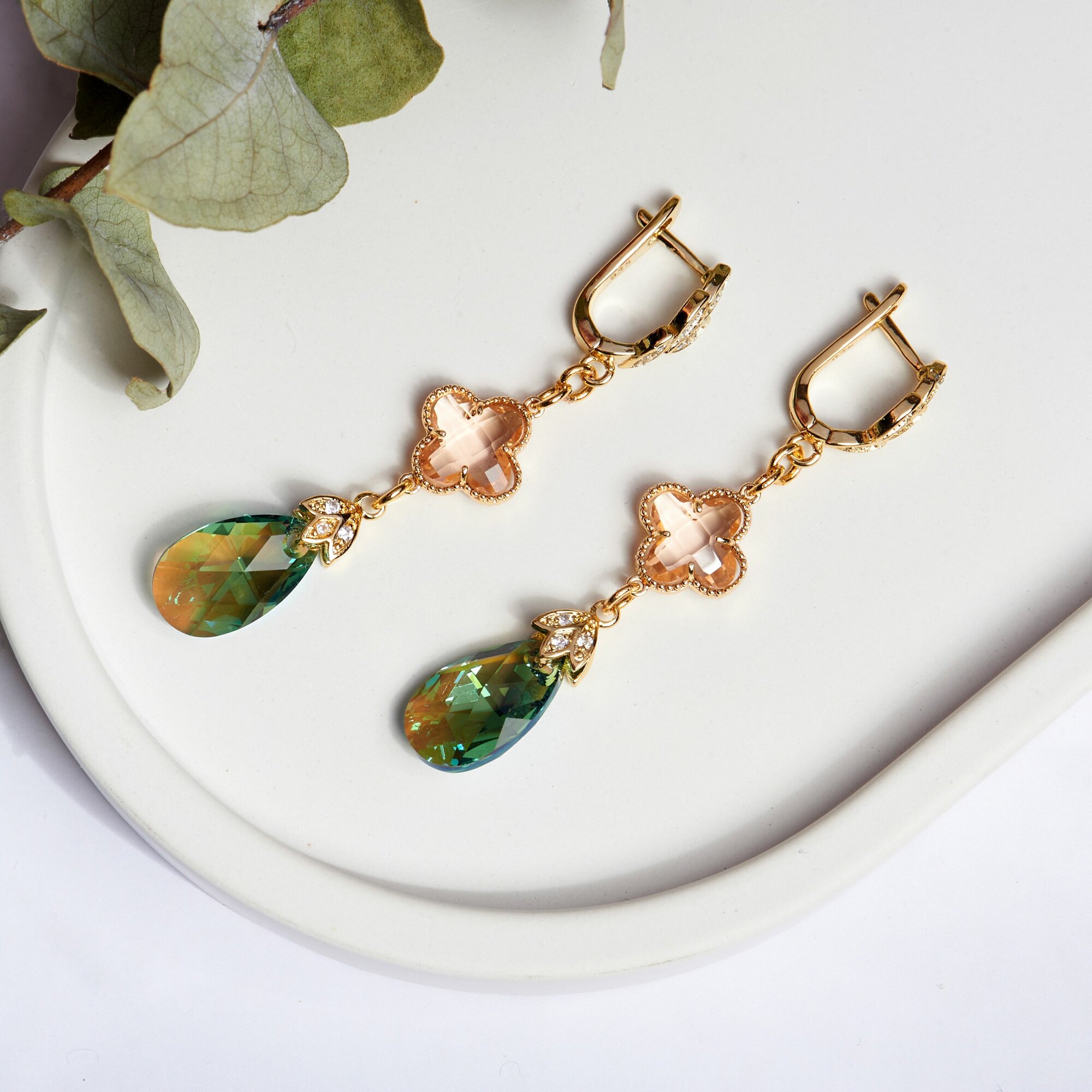 Серьги, кристаллы Swarovski, стекло, кристалл