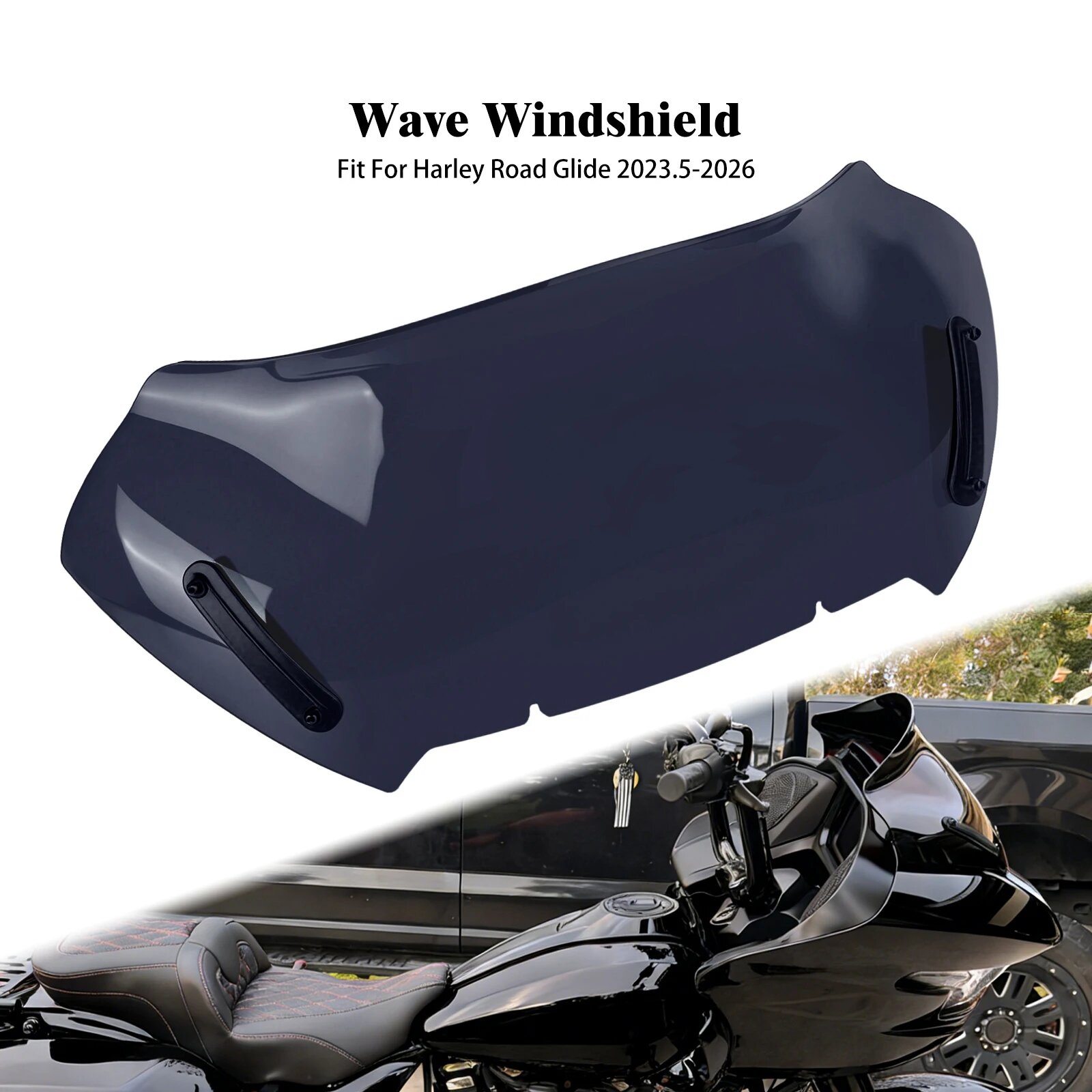Ветровое стекло для мотоцикла 10' Wave Windscreen, ветроотражатель для Черный, Black Windshield