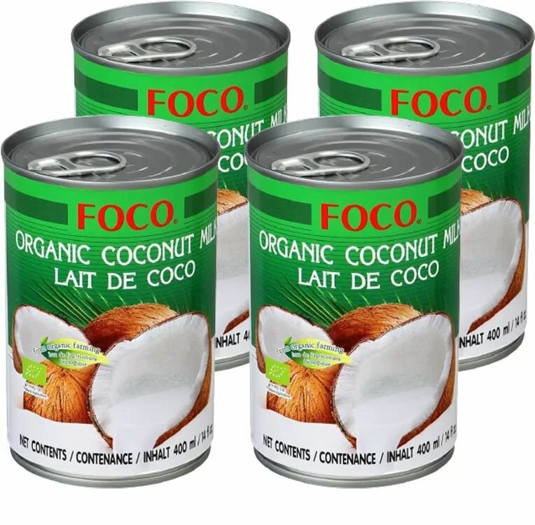 Органическое кокосовое молоко FOCO, 0,4 л х 4 шт