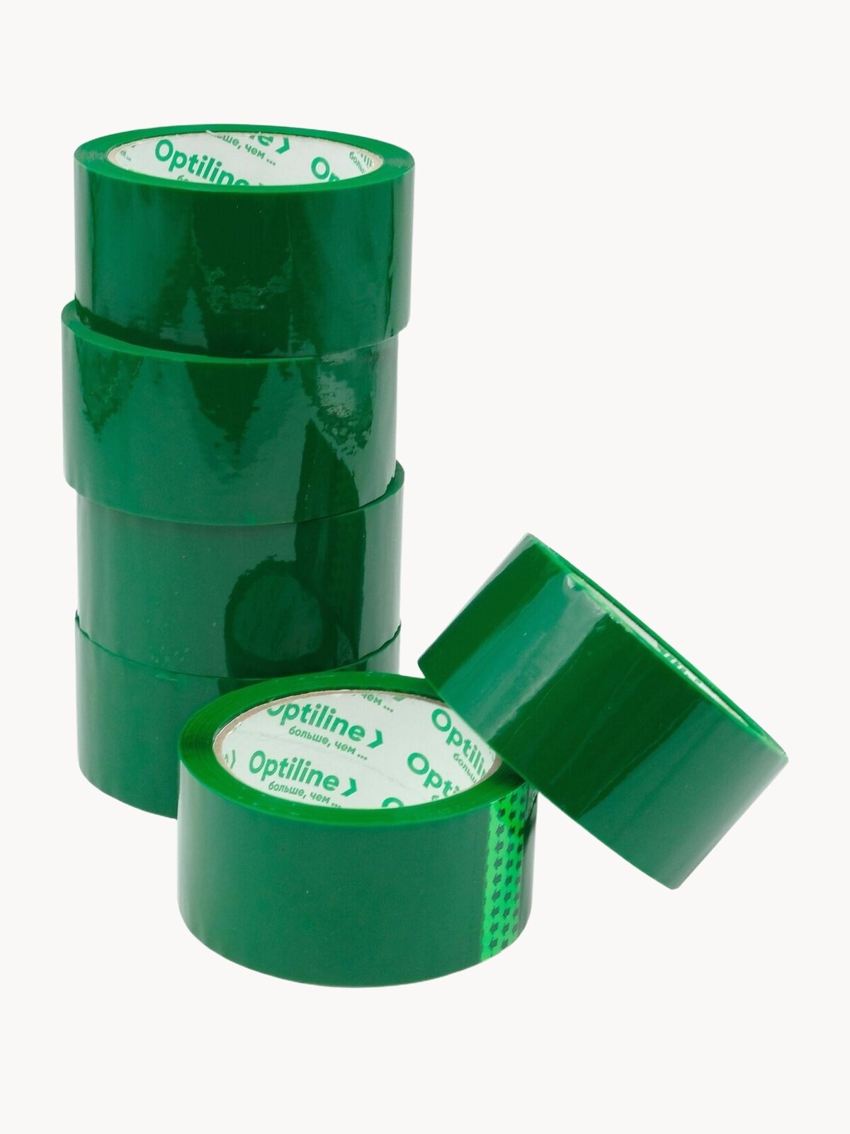 Клейкая лента - скотч, упаковочная зеленая 48 мм/66 м/45 мкм, 6 рулонов (26-0025)