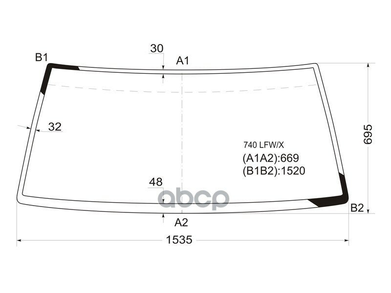 Стекло лобовое Volvo 740 83-92 / 940 88-98 XYG арт. 740 LFW/X
