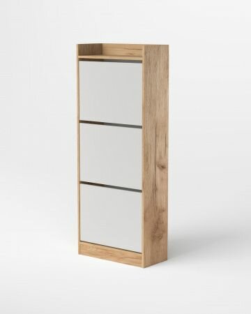 МС Охта Лайт Обувница 600.3 Дуб Вотан/Белый гладкий (Петровская мебель)