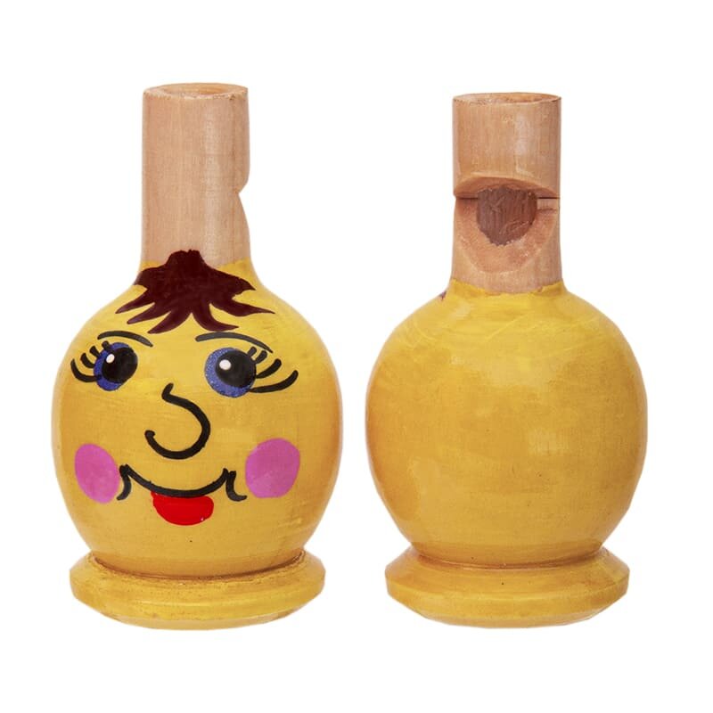 Свистулька деревянная для детей расписная Колобок 6 см 10 штук