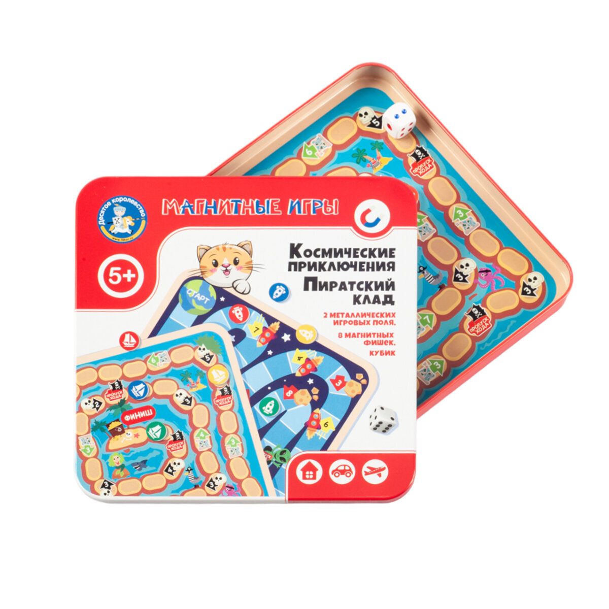 Настольная игра Десятое Королевство "Космические Приключение. Пиратский Клад", магнитная, 2 игровых поля