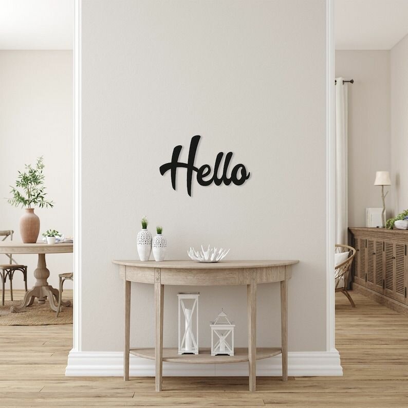 Декоративное металлическое панно, Hello (черный цвет)