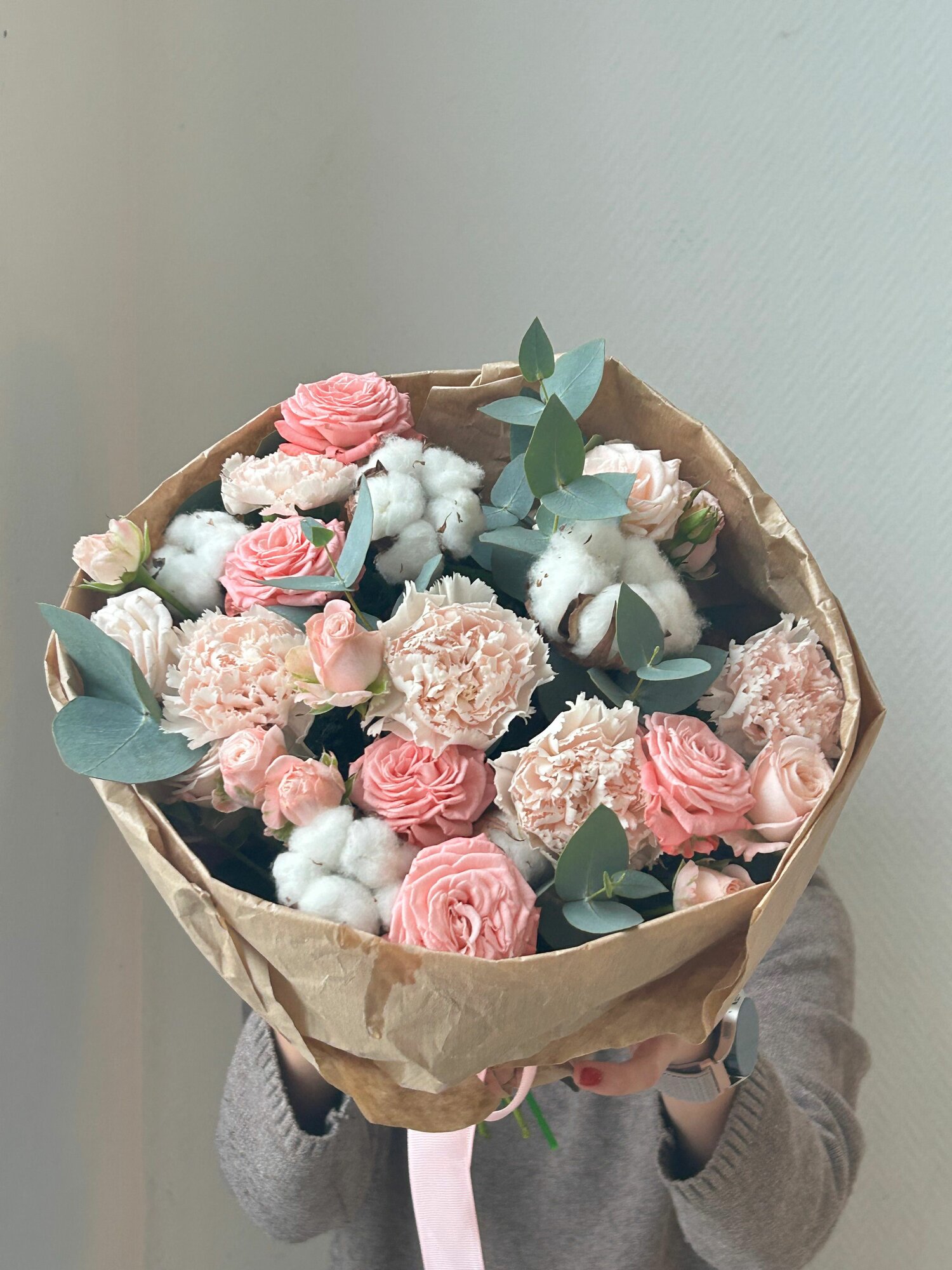 Уютный букет с хлопком