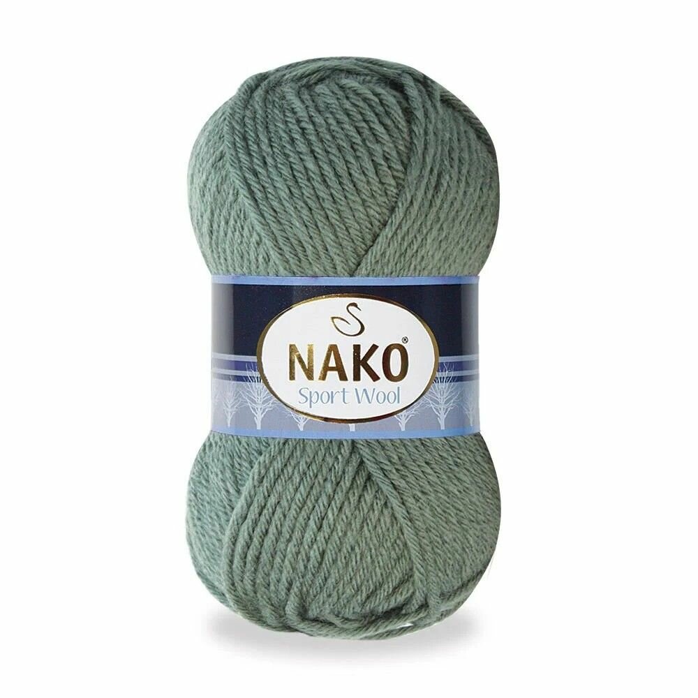 Пряжа Sport wool Nako, хаки - 1631, 25% шерсть, 75% премиум акрил, 5 мотков, 100 г, 120 м.