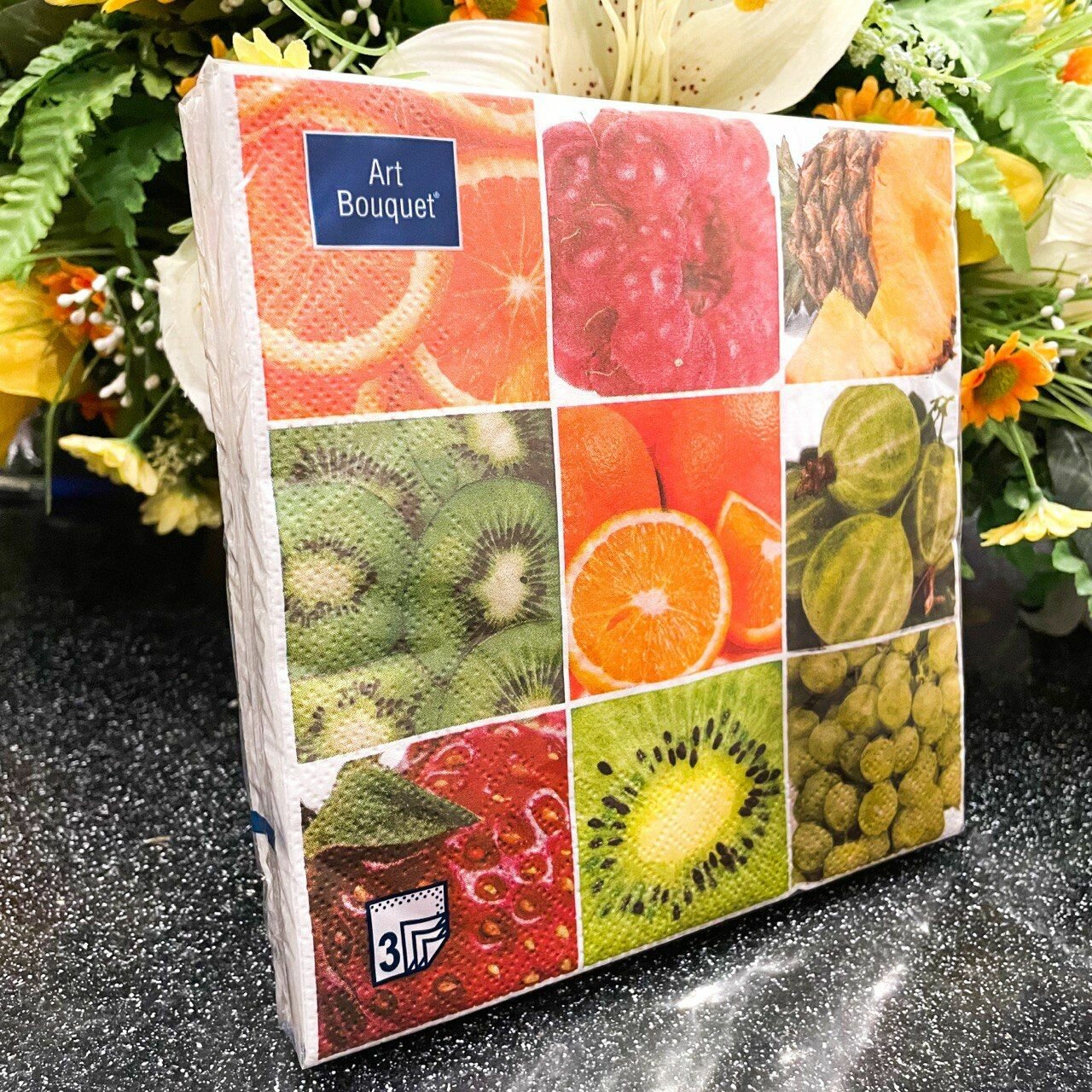 Салфетки бумажные Desna "Фруктовое Ассорти", с рисунком, 33х33 см