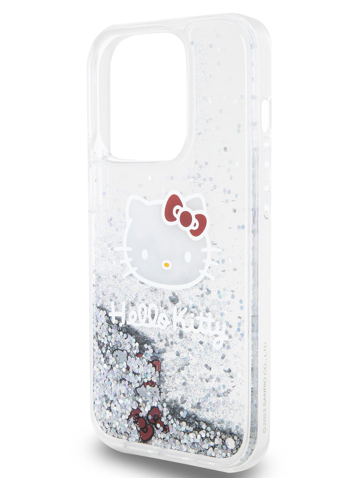 Hello Kitty для iPhone 14 Pro чехол Liquid Glitter Kitty Head Hard Translucent