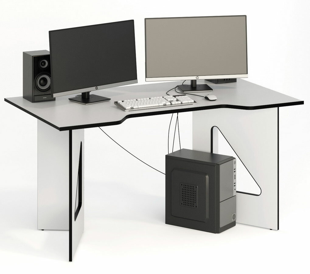 Стол компьютерный игровой геймерский для ПК №9 (цвет: белый с черным)