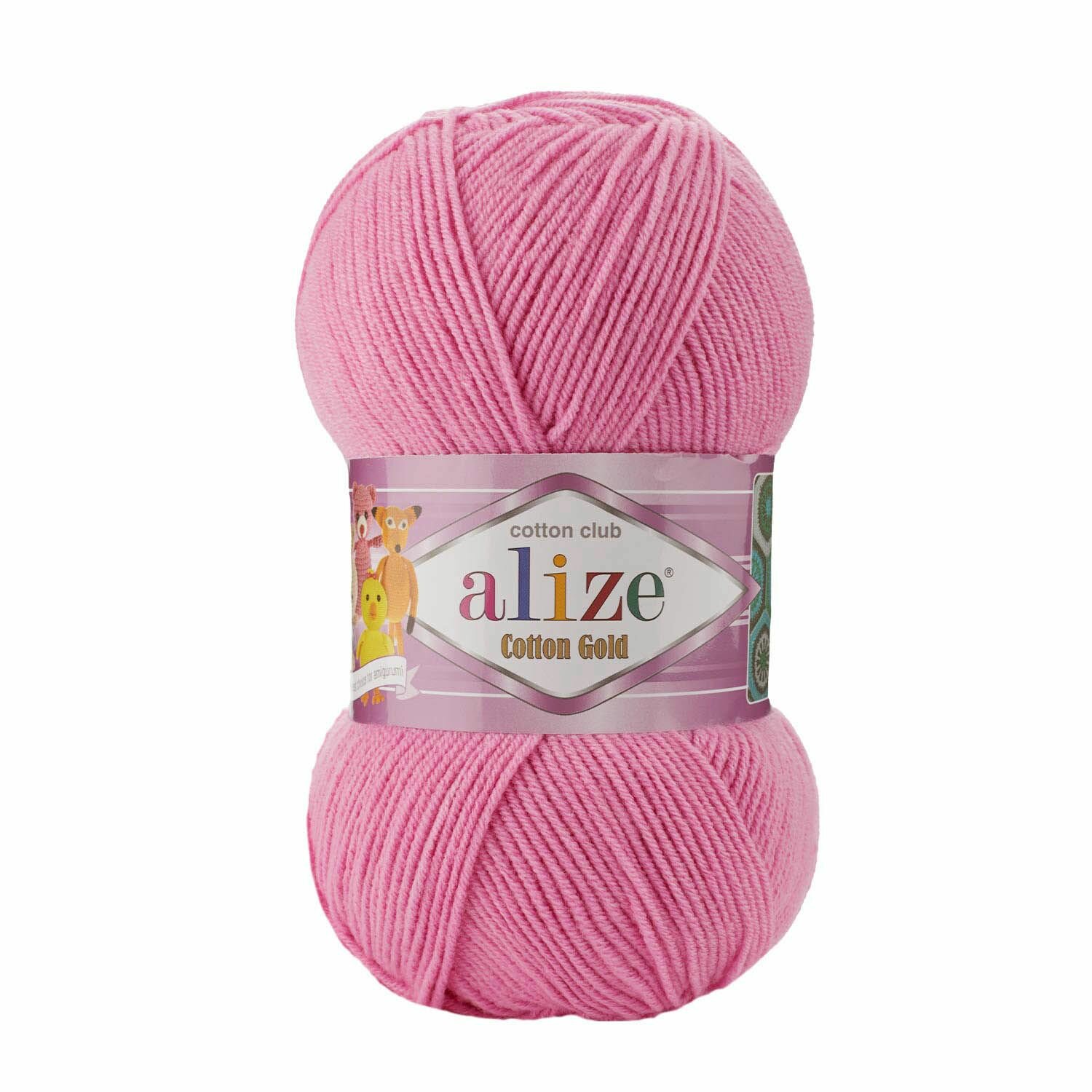 Пряжа для вязания Cotton Gold Alize 1 моток (330 м, 100 гр), цвет 264 розовый