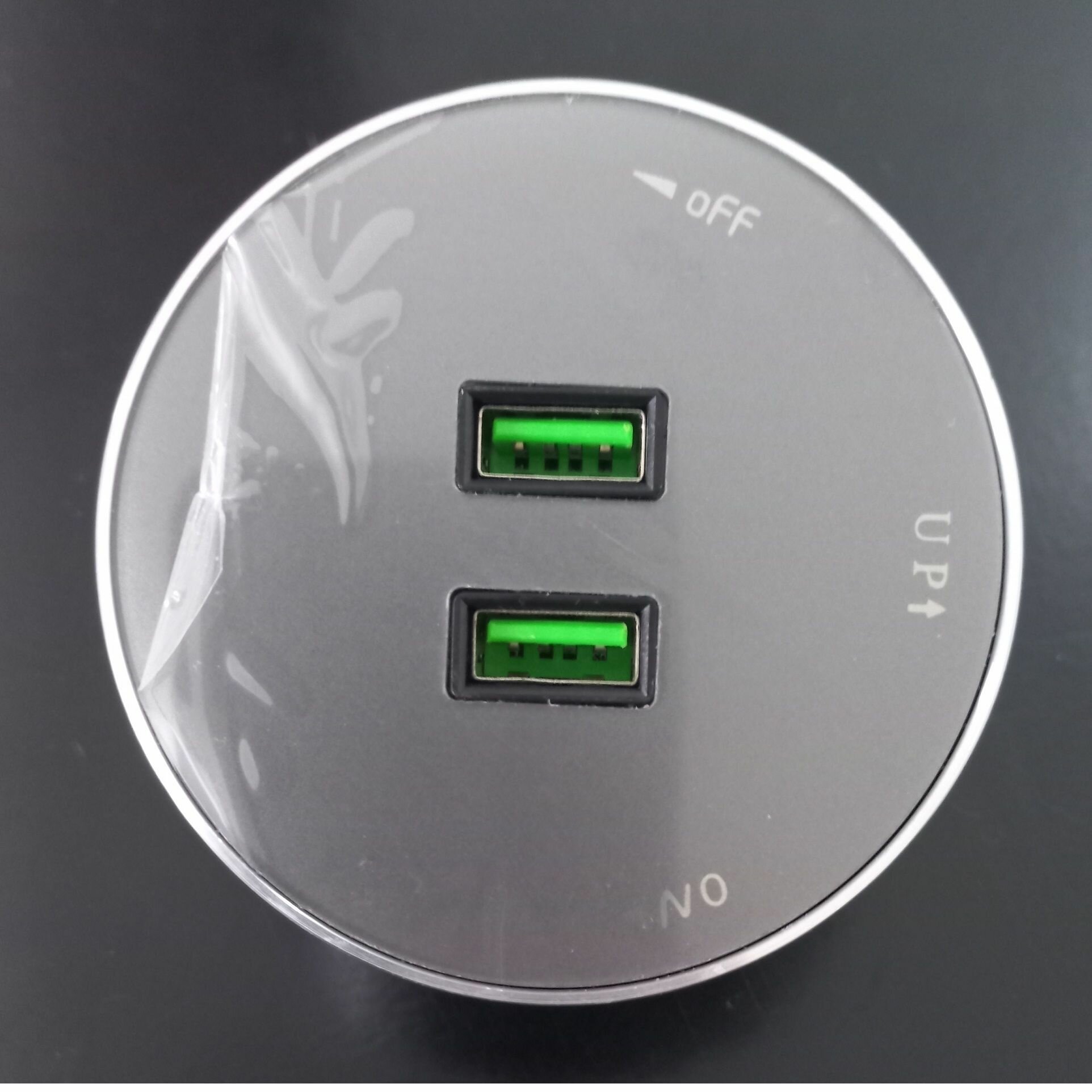 Трековая Розетка с 2 usb для шинопровода серая (трек системы)