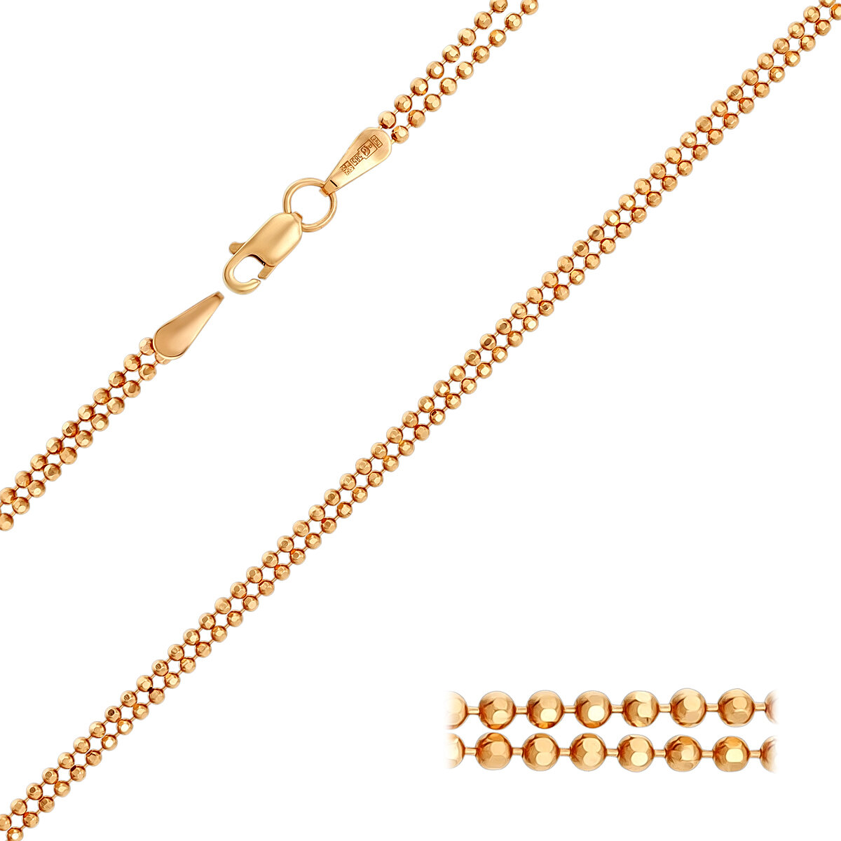 Браслет-цепочка, красное золото, 585 проба