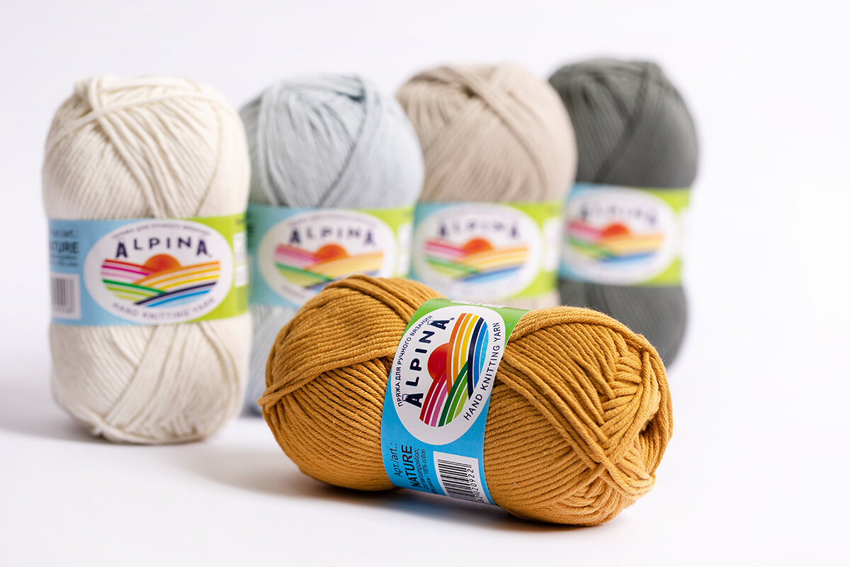 ALPINA NATURE пряжа 100% хлопок, 50 г, 105 м, цвет NATURE, мягкая и прочная цвет №007 гр. розовый (1шт)