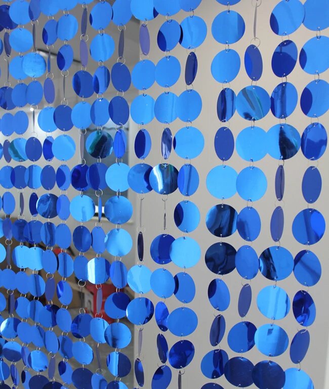 Блестящие шторы FAWNUOS из ПВХ Синий, Blue