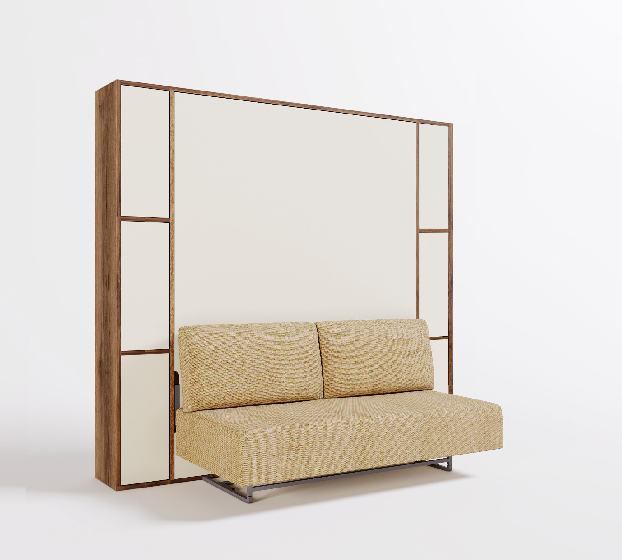 Шкаф кровать-трансформер Летто Пуф 1600 Форма с расширенными полками, без антресоли Янтарь