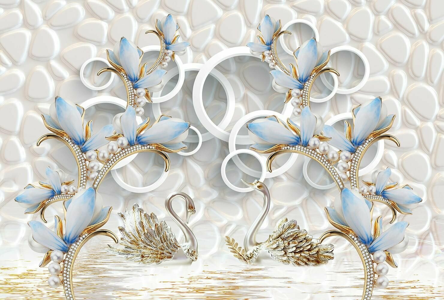 Фотообои Z-180 Голубые броши с жемчугом 400х270 DIVINO