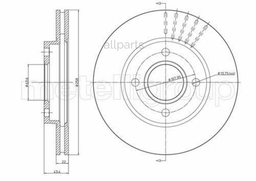 METELLI 230476C диск тормозной передний!\ Ford Focus/Fiesta all 95>