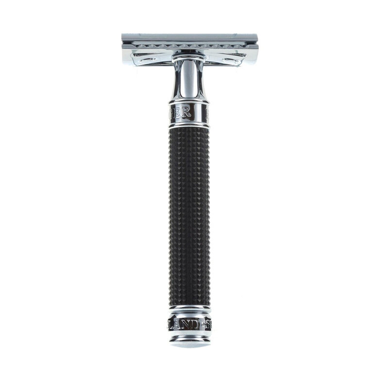 EDWIN JAGGER Safety Razor Black Resin Chrome Станок черная смола эффект алмаза Т-образный