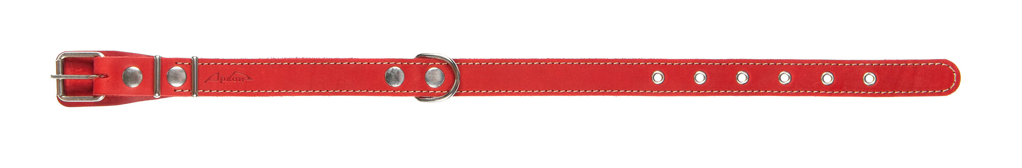 Ошейник Аркон кожаный однослойный красный для собак (40-54 см/25 мм)