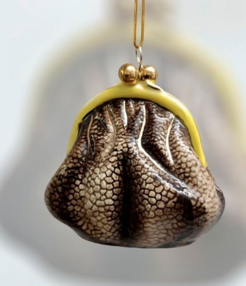 Игрушка на елку Кошелек черный, фарфор