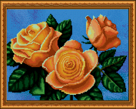 Алмазная мозаика "Розы" на подрамнике, 30х40 см, цветы/натюрморт М-901