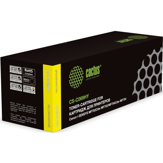 Картридж лазерный Cactus CS-C069HY 069H желтый (5500стр.) для Canon i-SENSYS MF752Cdw MF752/MF754Cdw