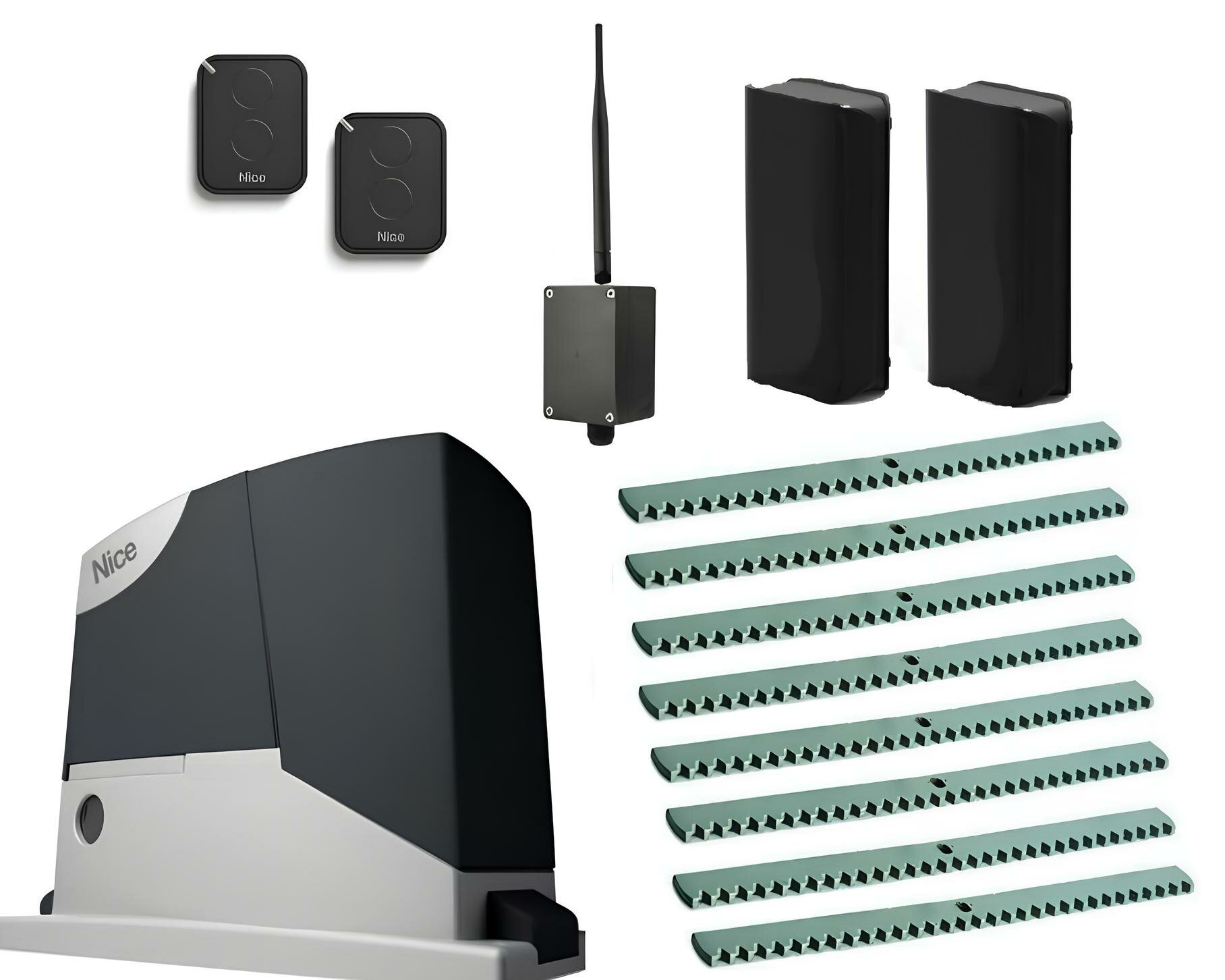 Автоматика для откатных ворот RD400KCE F8-BT, комплект: привод, фотоэлементы, 2 пульта, Bluetooth-модуль, 8 реек