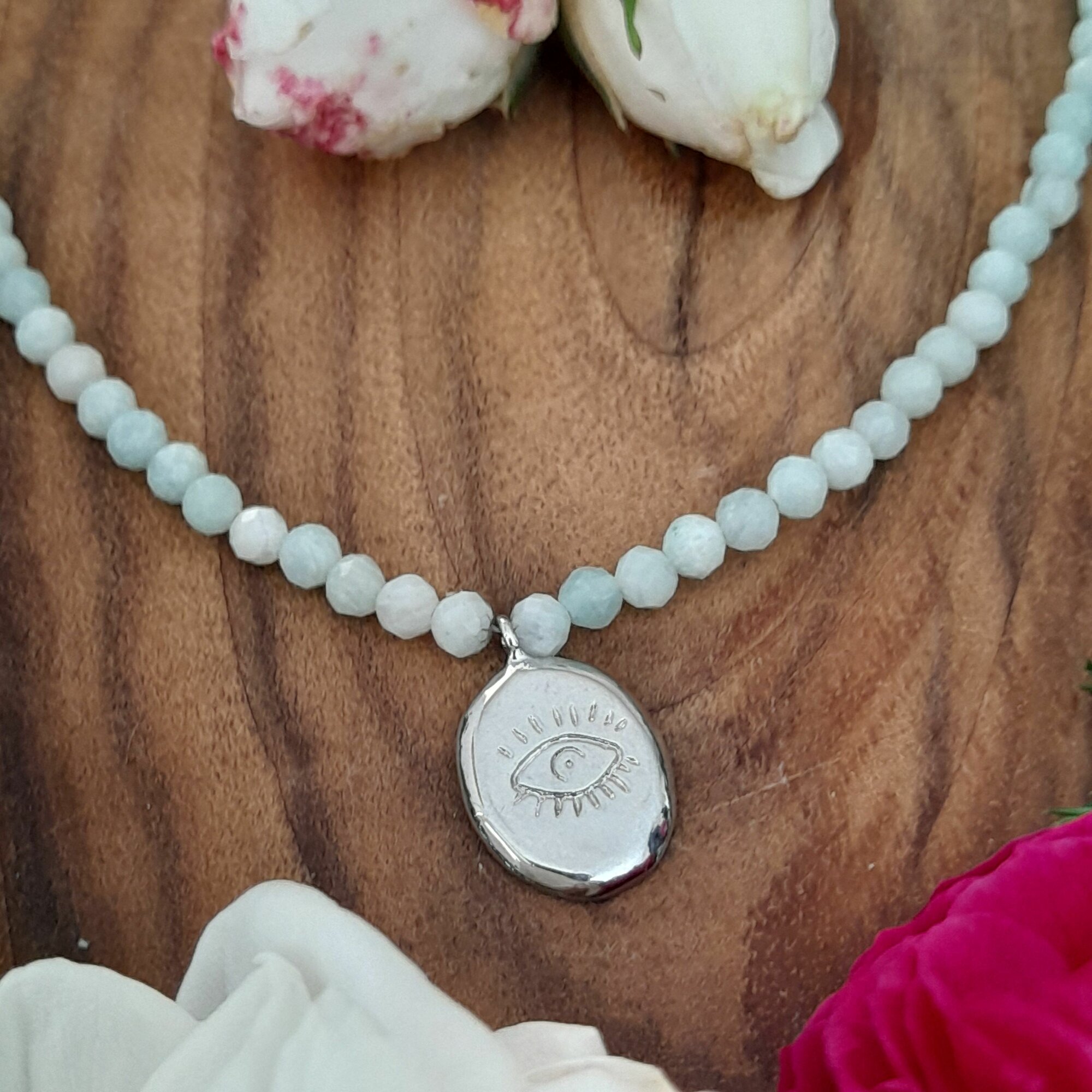 Чокер, аквамарин