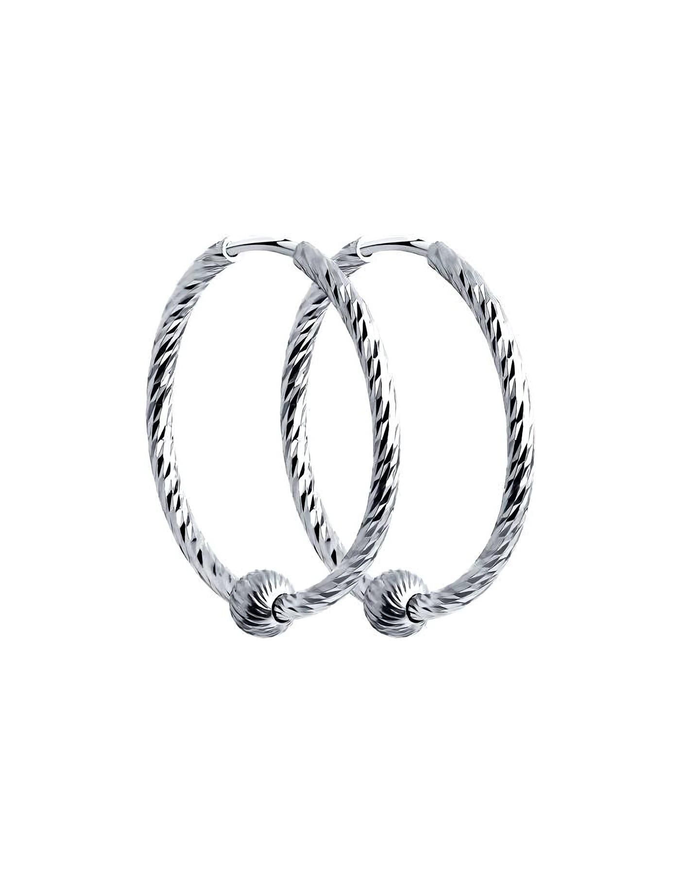 Серьги конго, серебро, 925 проба, родирование