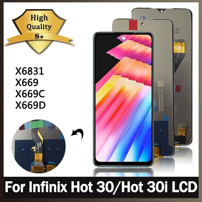 Экран для Infinix Hot 30i Hot30i NFC X669 X669C X669D ЖК-дисплей с цифровым преобразователем сенсорного экрана для infinix Hot 30 hot30 X6831 ЖК-дисплей Hot 30i With Frame