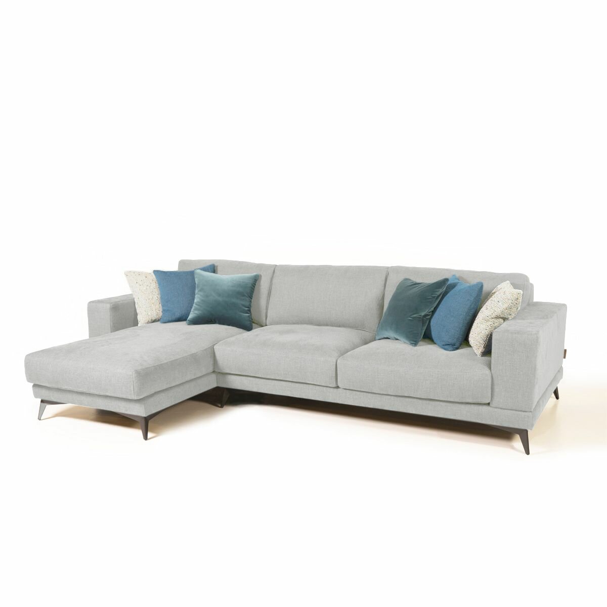 Диван Бергамо левый с оттоманкой в премиальном велюре 2,8м/01