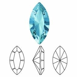 Ювелирный кристалл Swarovski, Челнок (#4228), 8х4мм, аквамарин, с фольгой, 5 шт.