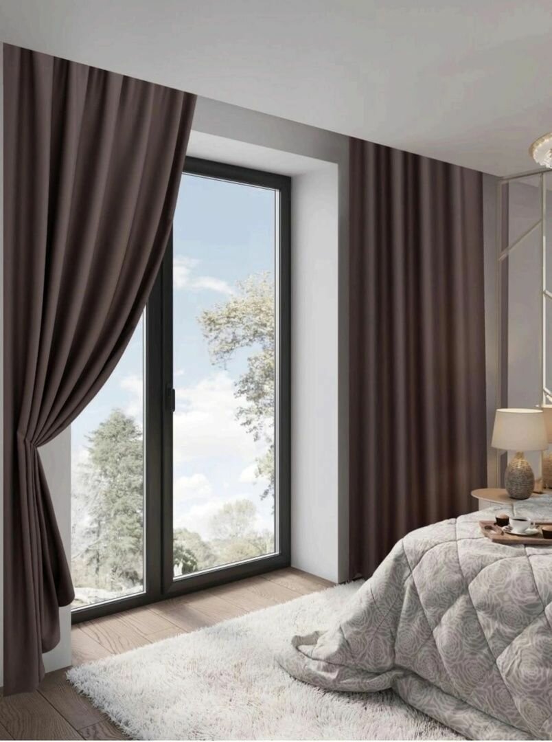 Шторы "Блекаут", плотные, светонепроницаемые, коричневые, 3x2.75 м