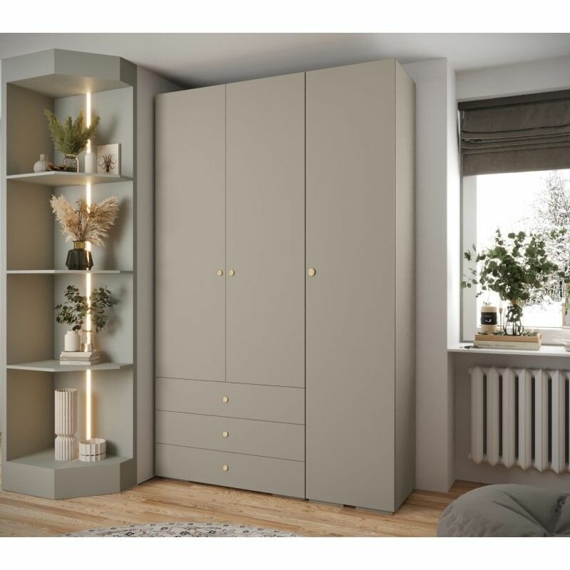 Шкаф распашной Люксор-3.3 Кашемир для одежды трехдверный 150*236*47