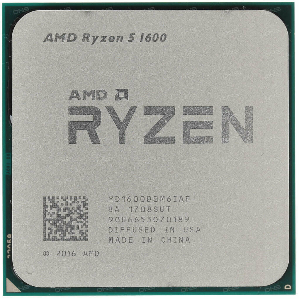 Процессор AMD Ryzen 5 1600 AF OEM (YD1600BBM6IAE) - AM4, 6x3200 МГц, L2 - 3 Мб, L3 - 16 Мб, 2xDDR4-2667 МГц, TDP 65 Вт