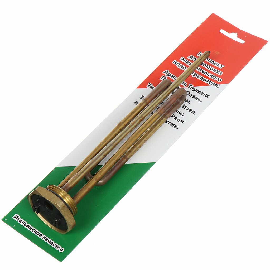 Тэн для водонагревателя универсальный, медь, 1.5 кВт, R42 мм, под анод, М6, RCT, индивидуальная упаковка, М182296