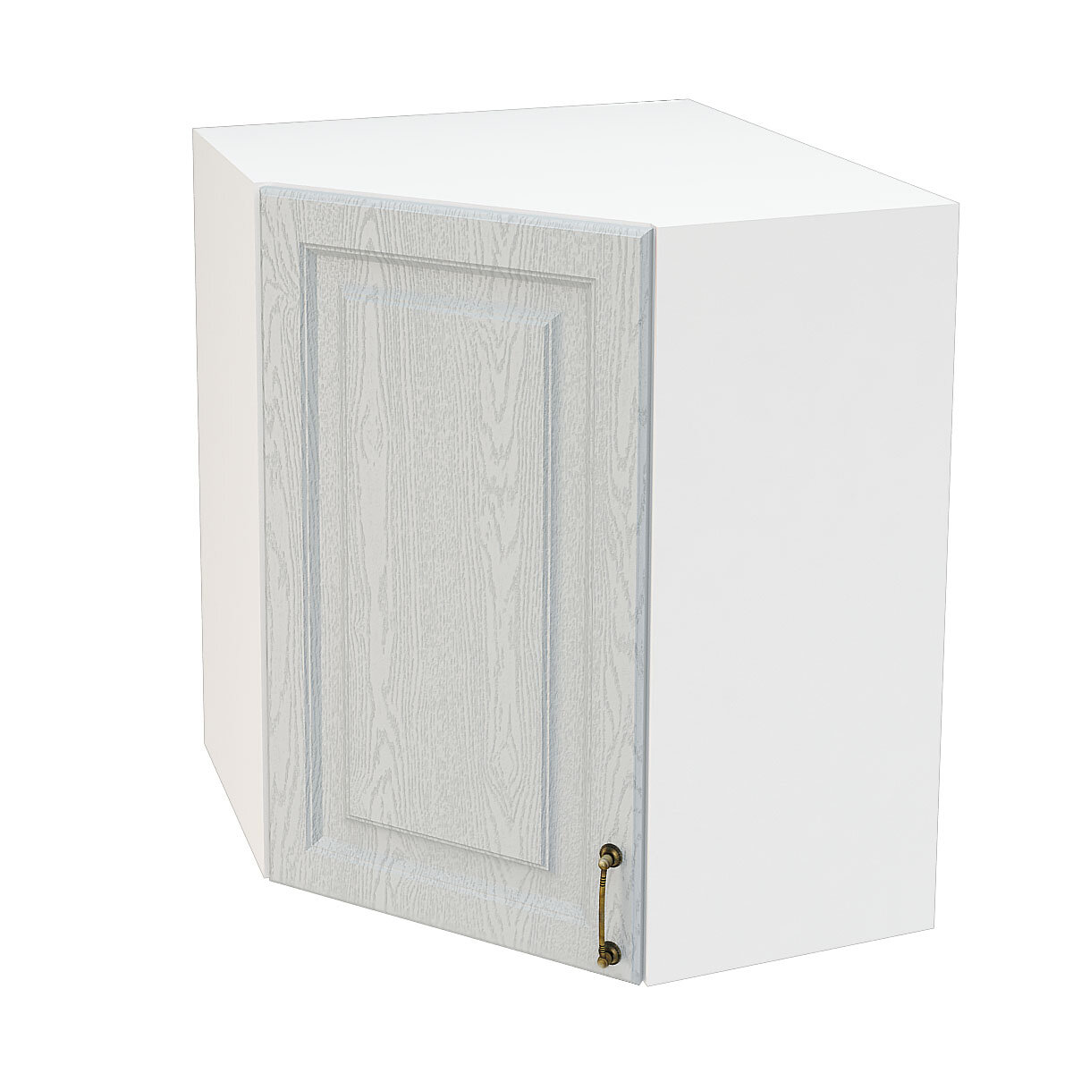 Кухонный шкаф угловой навесной, Кухня Франция, ШВУ590, Белый / Дуб Серый фактурный