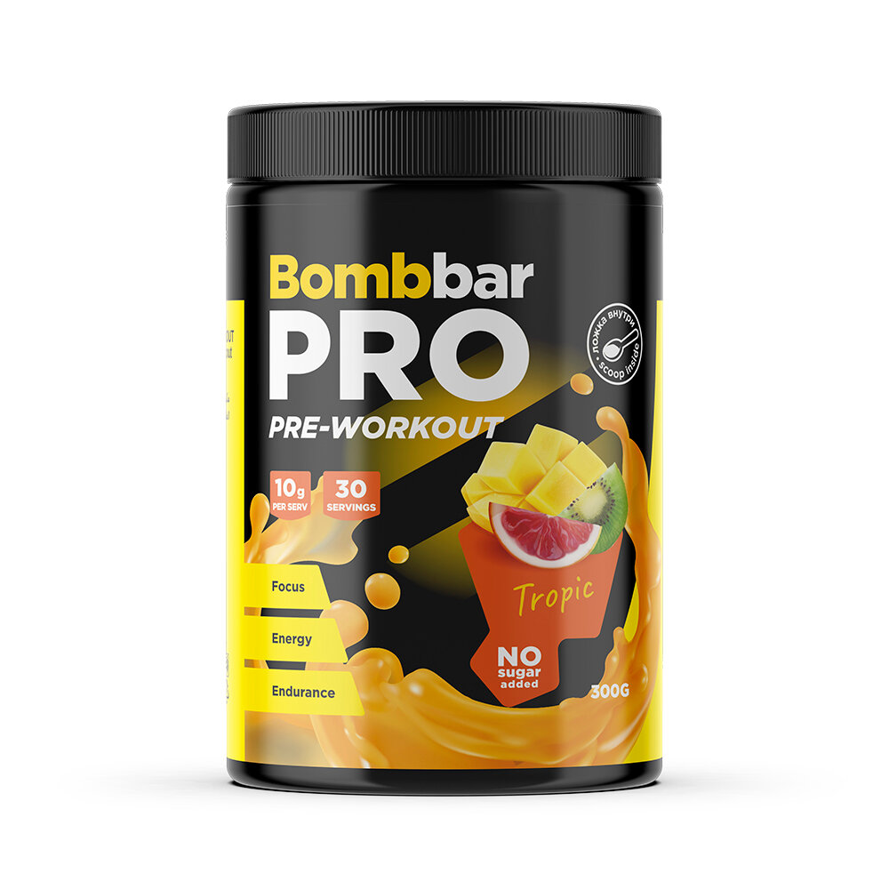 Предтренировочный комплекс BOMBBAR Pre-Workout тропик 300 г 1 шт.