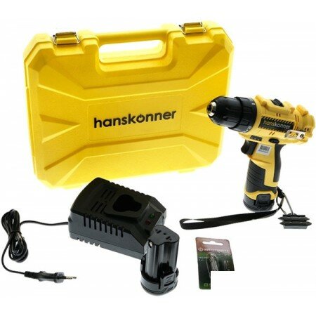 Дрель-шуруповерт Hanskonner HCD1230R (с 2-мя АКБ, кейс)