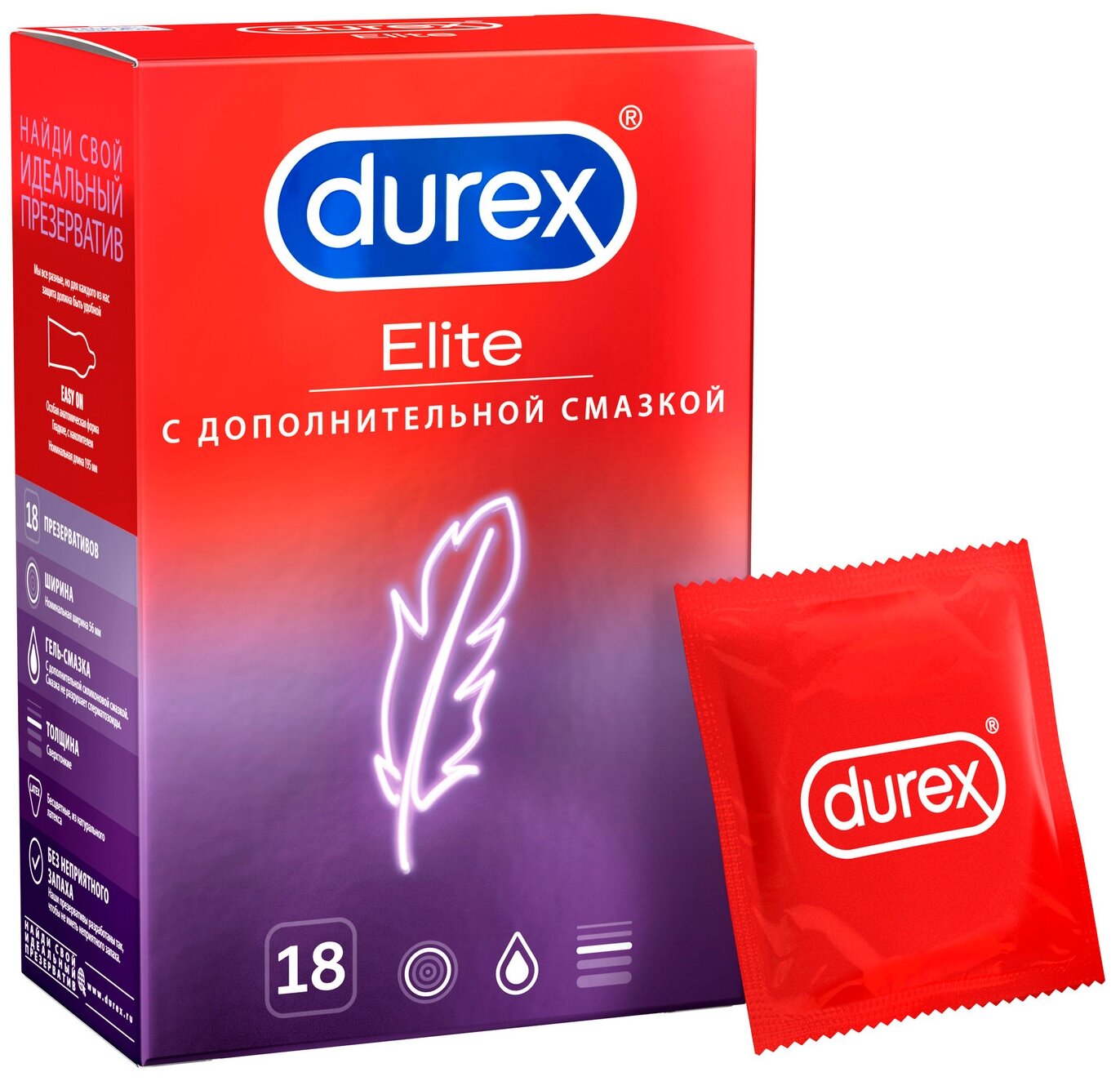 Презервативы Durex Elite тонкие, с дополнительной смазкой, 18 шт. — купить в интернет-магазине ...